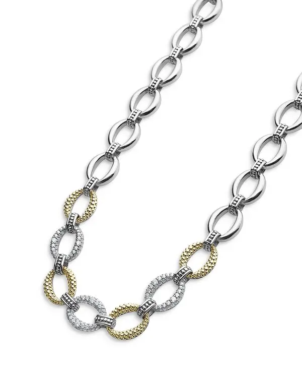 Lagos Caviar Luxe Diamond Link Necklace