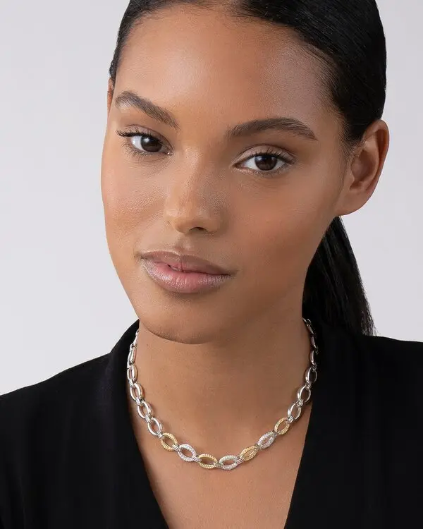 Lagos Caviar Luxe Diamond Link Necklace