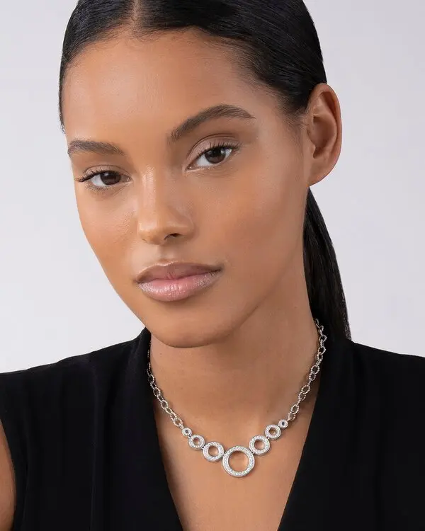 Lagos Sterling Caviar Spark Diamond Multi Circle Necklace