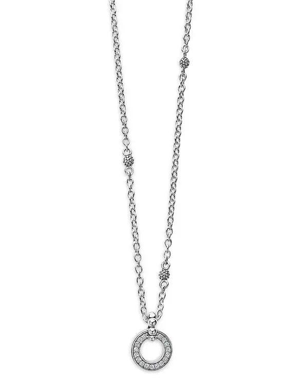 Lagos Sterling Caviar Spark Diamond Pendant Necklace - Silver