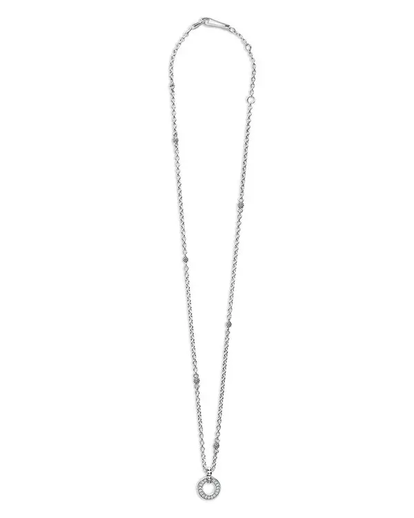 Lagos Sterling Caviar Spark Diamond Pendant Necklace - Silver