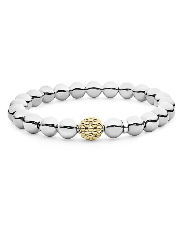 Lagos Sterling & 18k Yellow Gold Caviar Bracelet - Silver