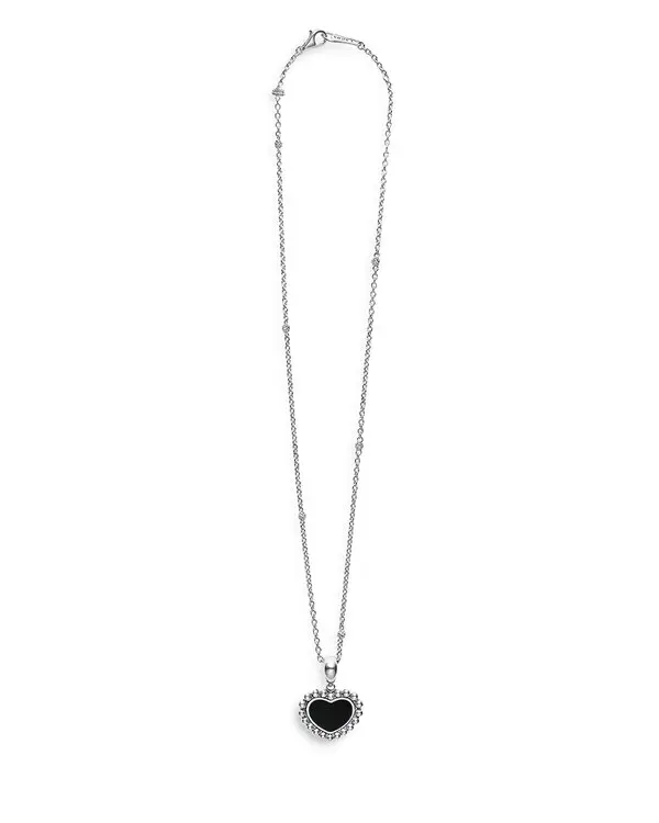 Lagos Sterling Silver Maya Onyx Heart Pendant Necklace