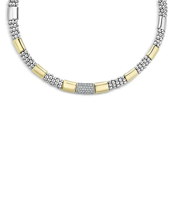 Lagos Sterling Silver And 18k Gold Diamond Necklace - Silver/gold