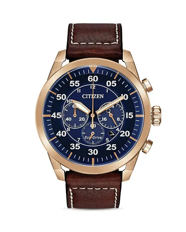 Citizen Avion Eco-drive Chronograph, 48mm - Blue/brown