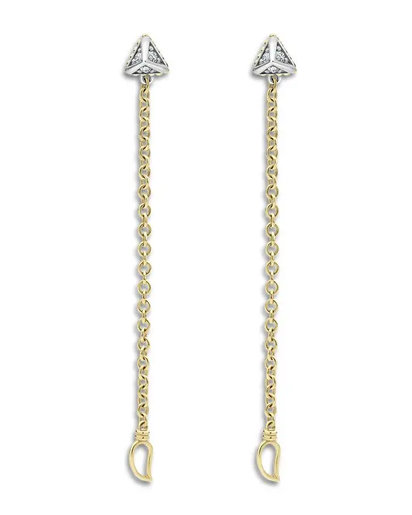 Lagos Sterling & 18k Yellow Gold Caviar Diamond Chain Drop Earrings