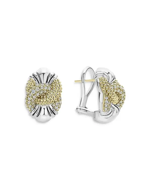 Lagos Sterling Silver And 18k Yellow Gold Diamond Knot Earrings - Silver/gold
