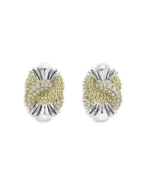 Lagos Sterling Silver And 18k Yellow Gold Diamond Knot Earrings