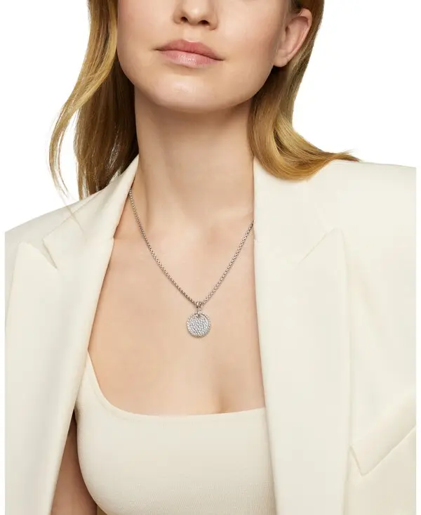 David Yurman Elements Diamond Pave Disc Pendant