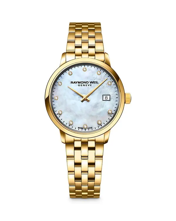 RAYMOND WEIL Toccata 29mm Mother-of-pearl & Diamond Watch - White/gold