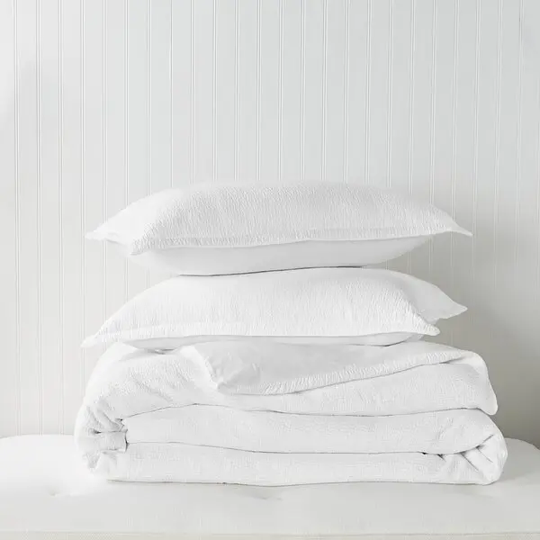SKY Textured Matelasse Duvet Cover Set, King Exclusive - White