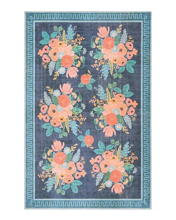 RIFLE PAPER CO. Jardin Jad-01 Area Rug, 7'10 X 9'6 - Black