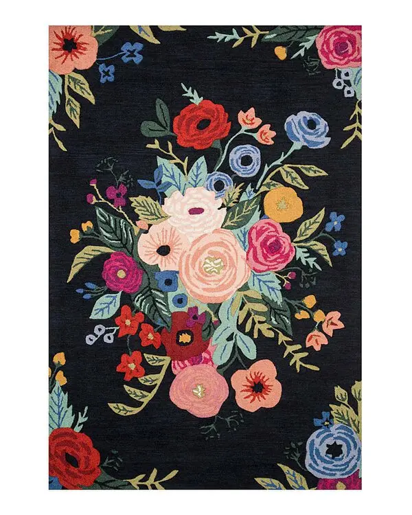 RIFLE PAPER CO. Les Fleurs Les-03 Area Rug, 2'3 X 3'9 - Black/multi