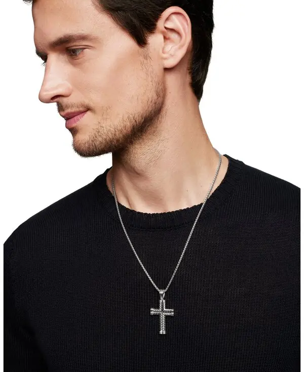 David Yurman Chevron Cross Pendant In Sterling 40mm