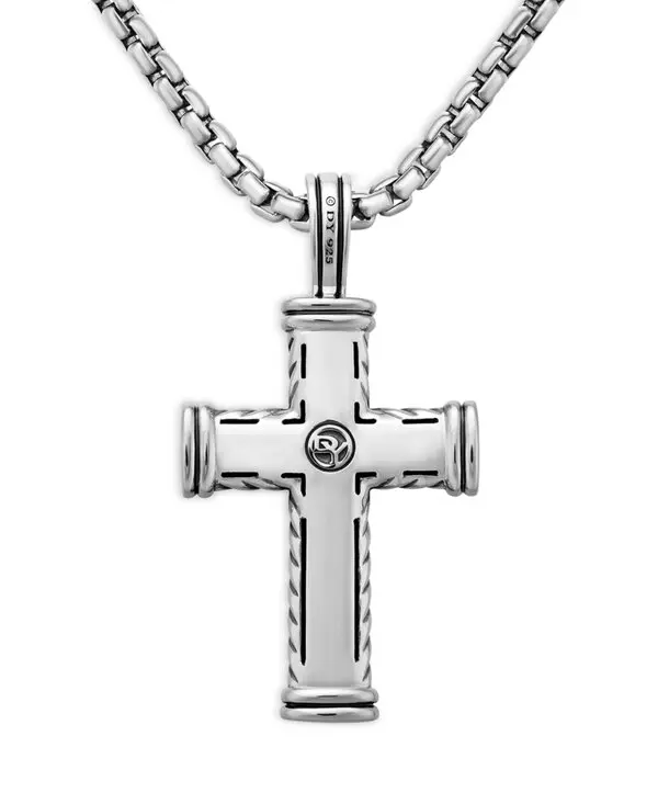David Yurman Chevron Cross Pendant In Sterling 40mm