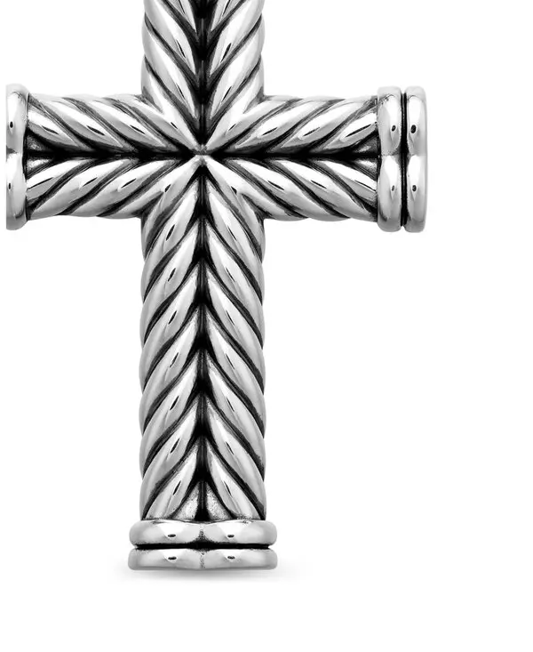David Yurman Chevron Cross Pendant In Sterling 40mm