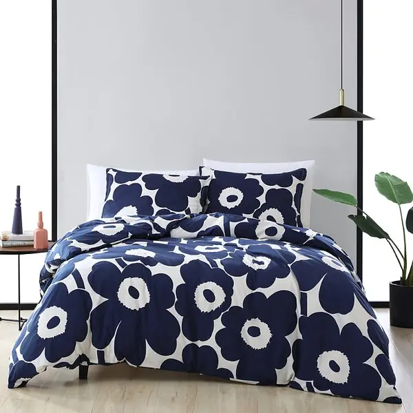 Marimekko Unikko Blue Comforter Set, Full/queen - Indigo