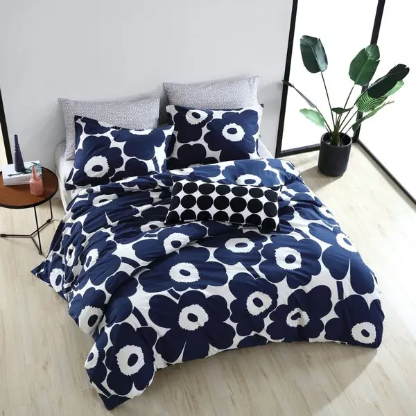 Marimekko Unikko Blue Comforter Set, Full/queen
