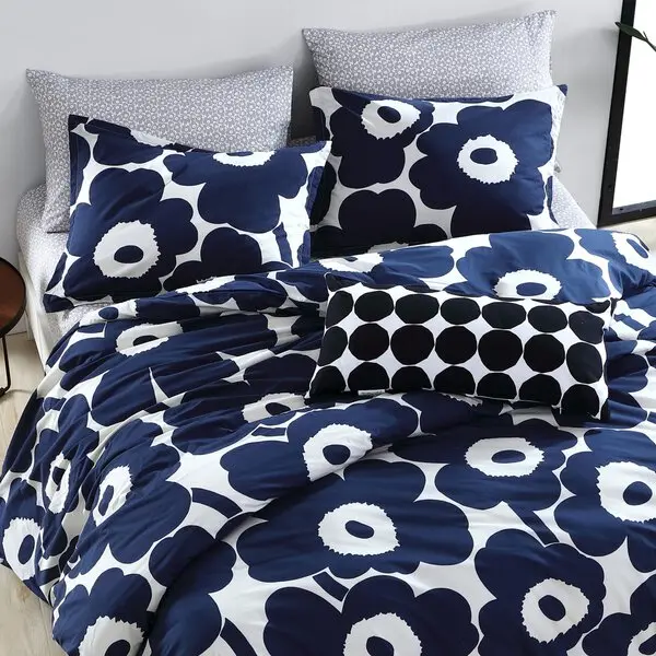 Marimekko Unikko Blue Comforter Set, Full/queen