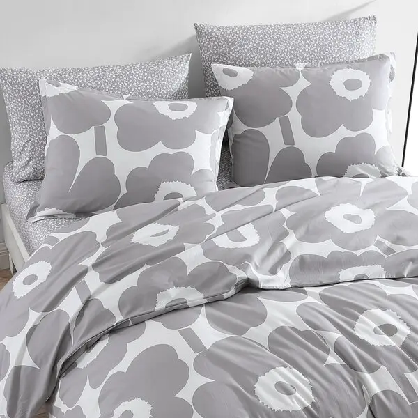Marimekko Unikko Blue Comforter Set, King - Gray