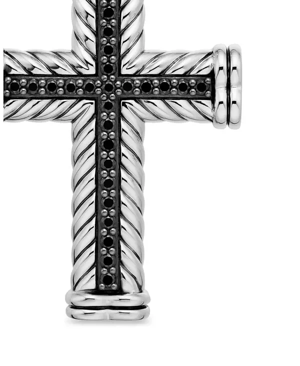 David Yurman Chevron Cross Pendant With Black Diamonds - Black/silver