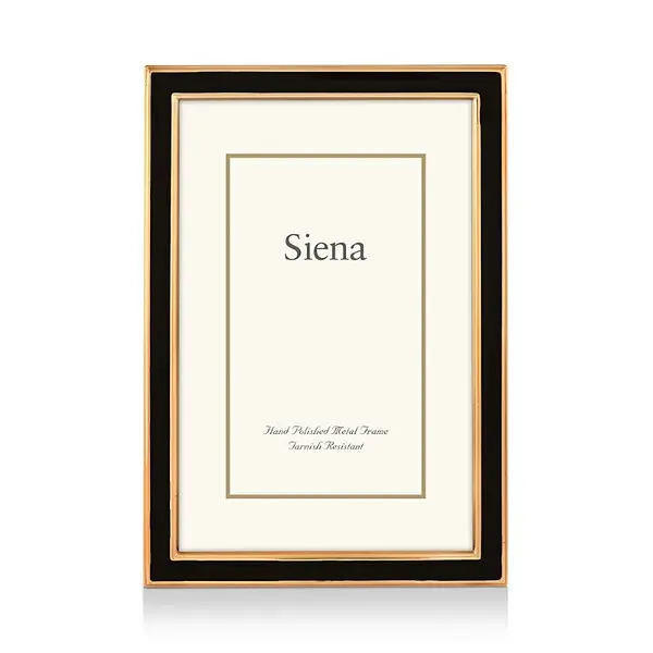 SIENA Wide Enamel With Gold Frame, 4 X 6 - Black