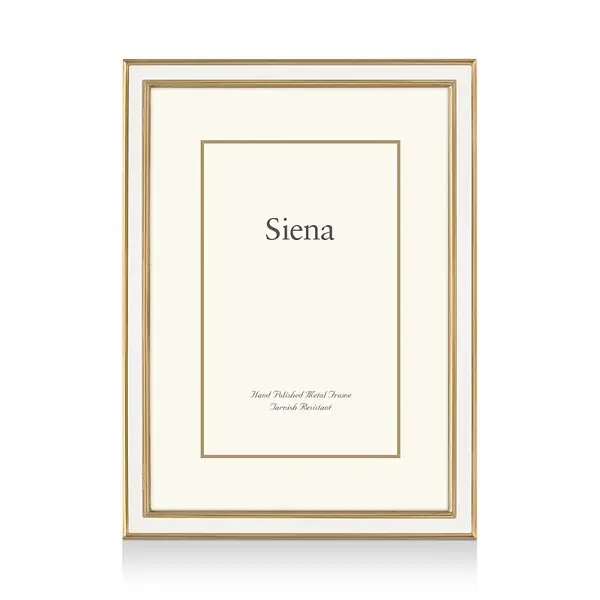 SIENA Wide Enamel With Gold Frame, 4 X 6 - White