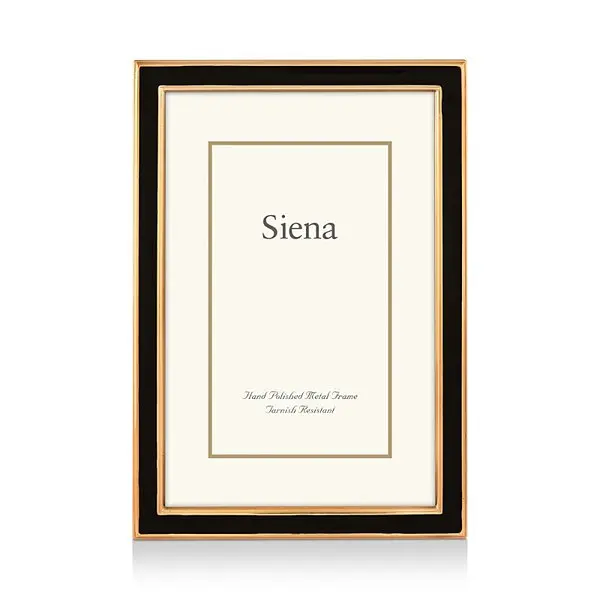 SIENA Enamel With Gold Frame, 5 X 7 - Black