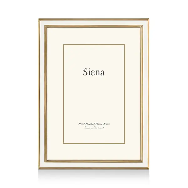 SIENA Wide Enamel With Gold Frame, 5 X 7 - White