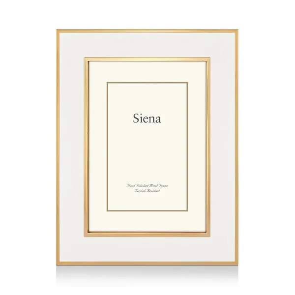 SIENA Enamel With Gold Frame, 5 X 7 - White