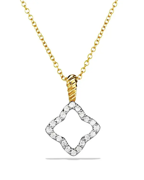 David Yurman Cable Collectibles Quatrefoil Pendant Necklace With Diamonds In 18k - Gold