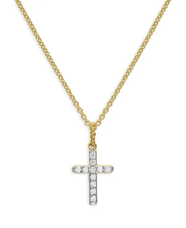 David Yurman Cable Collectibles Cross Necklace With Diamonds In 18k - Gold