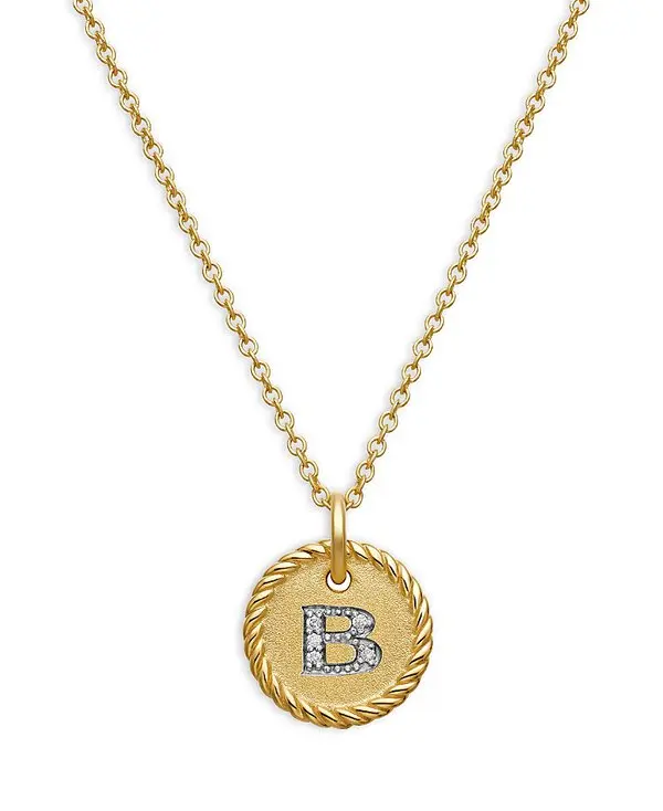 David Yurman Cable Collectibles Initial Pendant With Diamonds - B