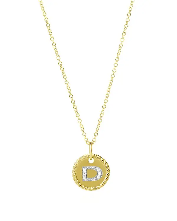David Yurman Cable Collectibles Initial Pendant With Diamonds - D