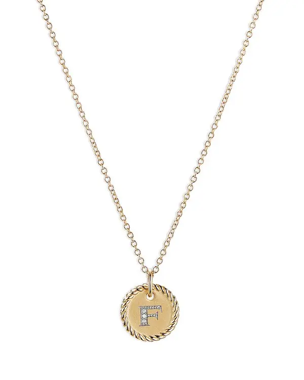 David Yurman Cable Collectibles Initial Pendant With Diamonds - F