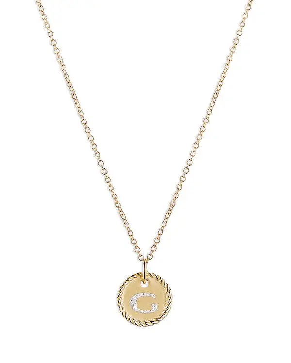 David Yurman Cable Collectibles Initial Pendant With Diamonds - G