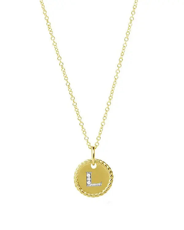 David Yurman Cable Collectibles Initial Pendant With Diamonds - L