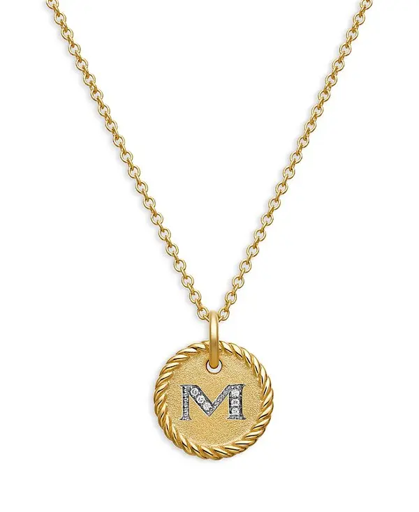 David Yurman Cable Collectibles Initial Pendant Necklace - M