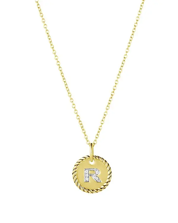 David Yurman Cable Collectibles Initial Pendant With Diamonds - R