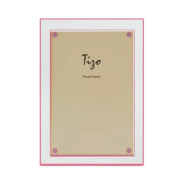 TIZO Double Border Lucite Frame, 5 X 7 - Clear/pink