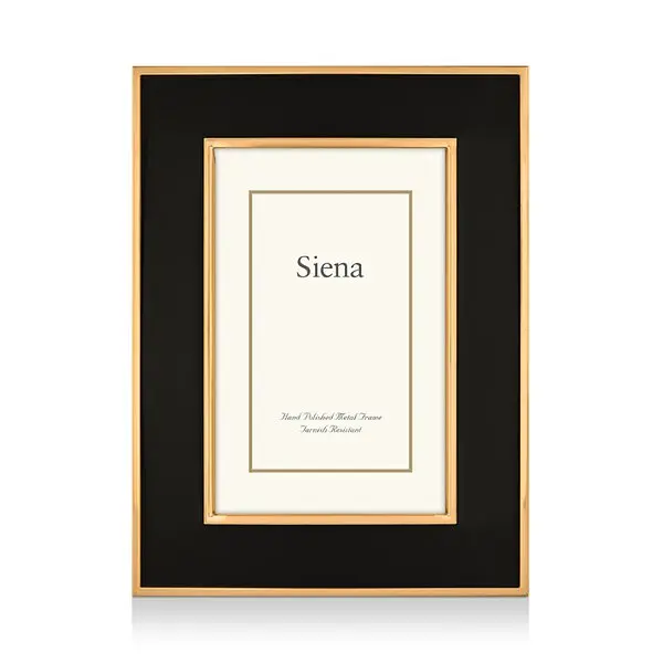 SIENA Wide Enamel With Gold Frame, 8 X 10 - Black