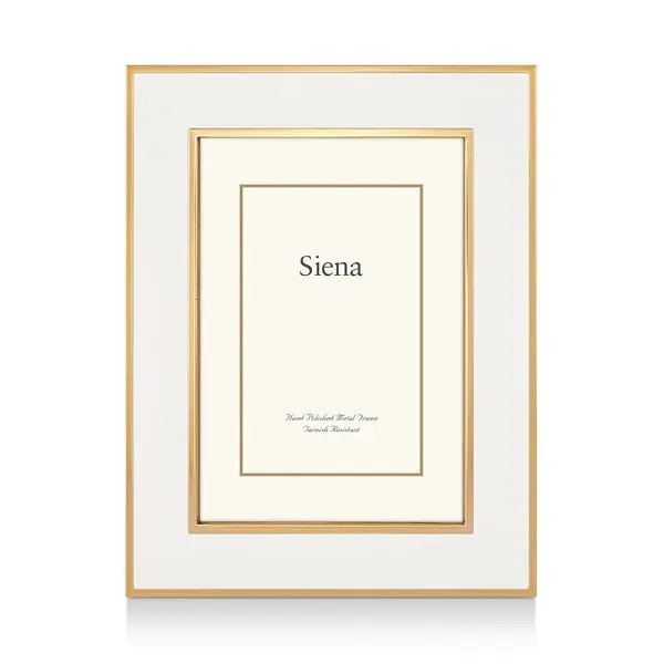 SIENA Wide Enamel With Gold Frame, 8 X 10 - White