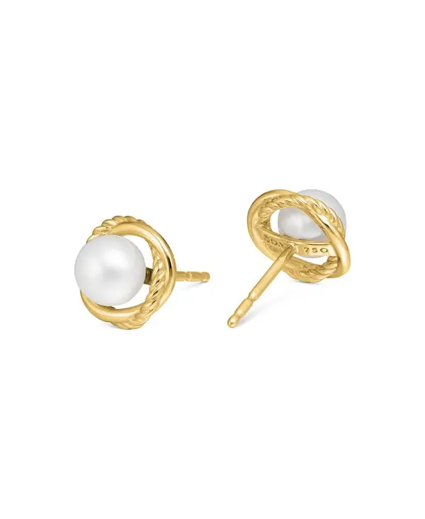 David Yurman Crossover Infinity Pearl Stud Earrings - White/gold