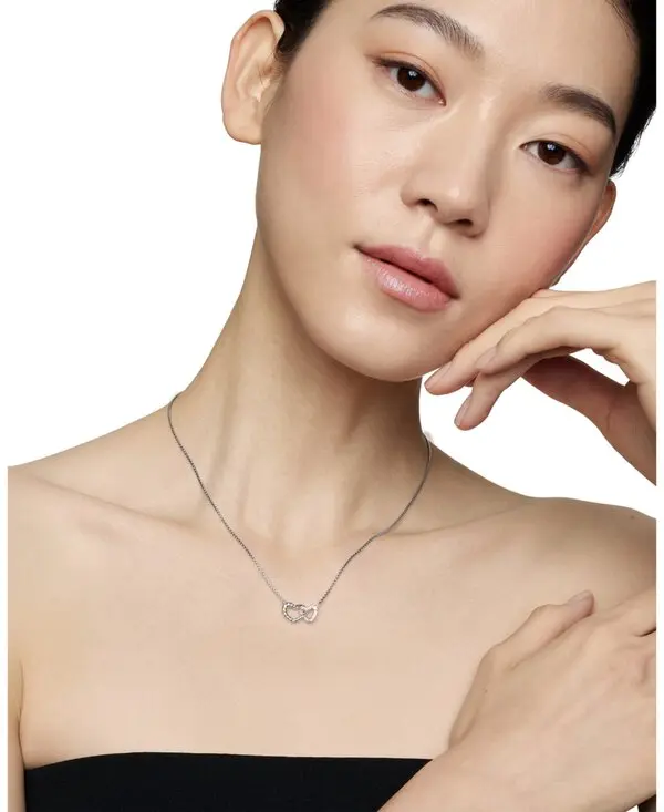 David Yurman Sterling Cable Collectibles Diamond Heart Pendant Necklace - Silver