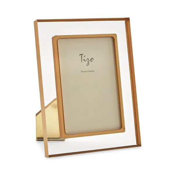 TIZO Lucite Bordered Easel Back 4 X 6 Picture Frame - Gold