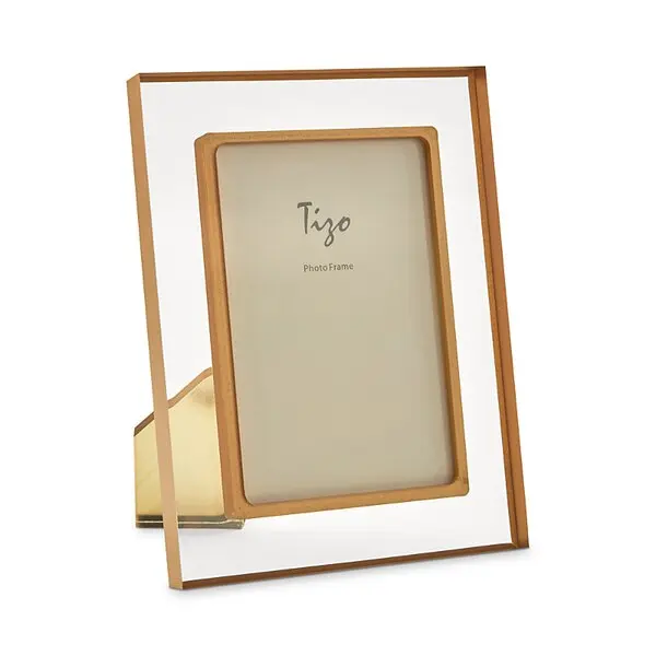 TIZO Lucite Bordered Easel Back 5 X 7 Picture Frame - Gold