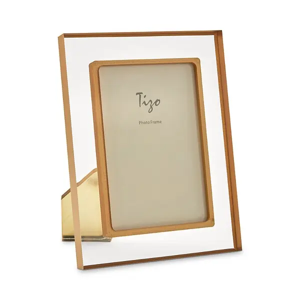 TIZO Lucite Bordered Easel Back 8 X 10 Picture Frame - Gold