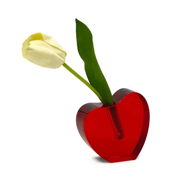 TIZO Crystal Heart Shape Vase, Small - Red