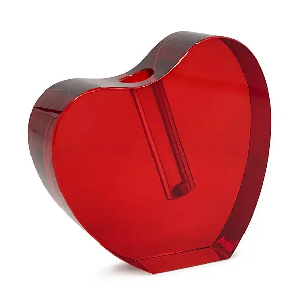 TIZO Crystal Heart Shape Vase, Large - Red
