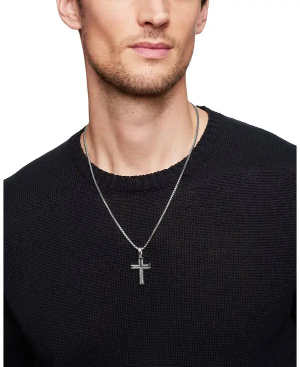 David Yurman Chevron Cross Pendant - Black/silver